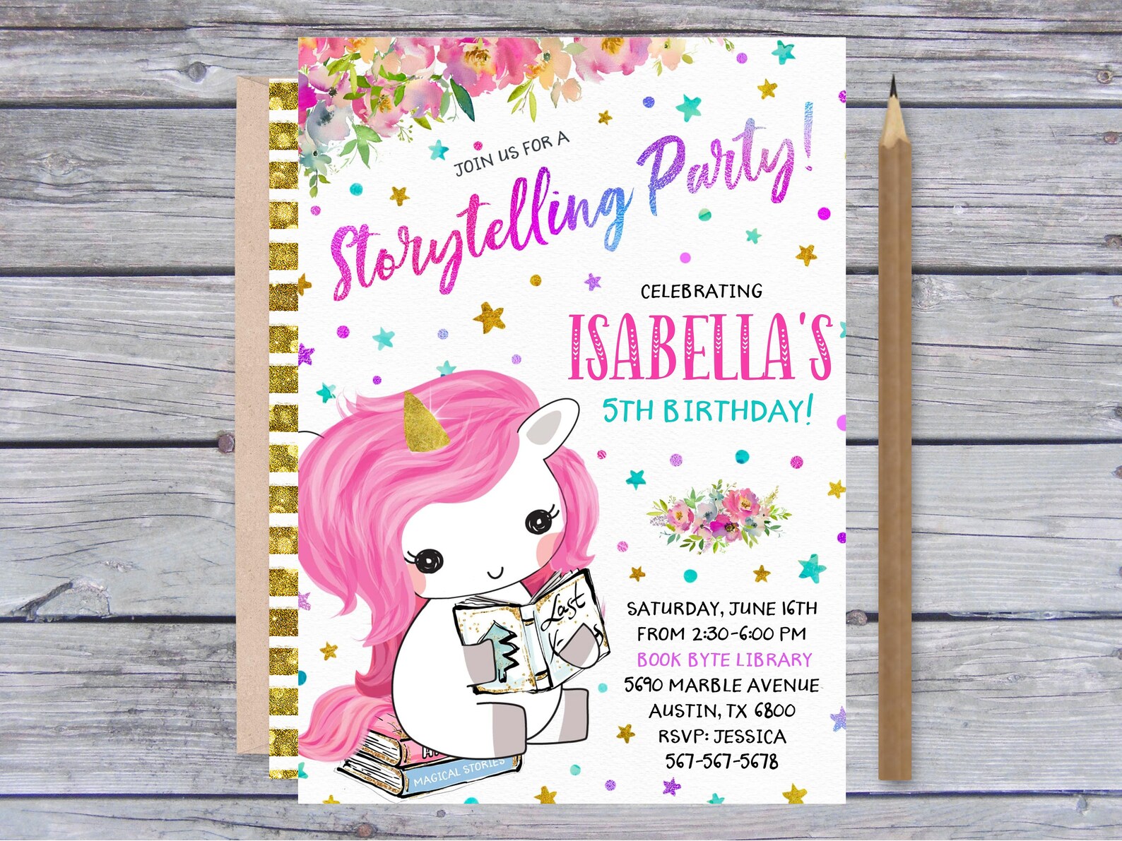 Editable Storytelling Invitation Library Birthday Party | Etsy