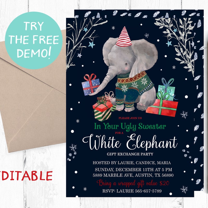 White Elephant Flyer - Etsy