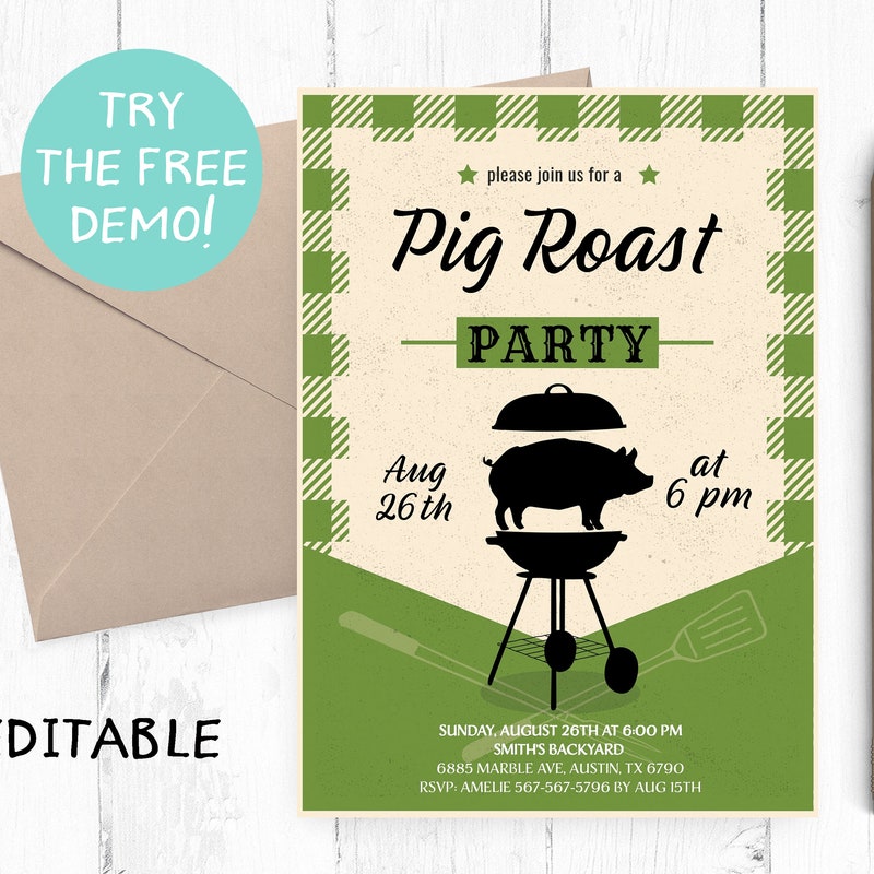 Pig Roast Invitation - Etsy