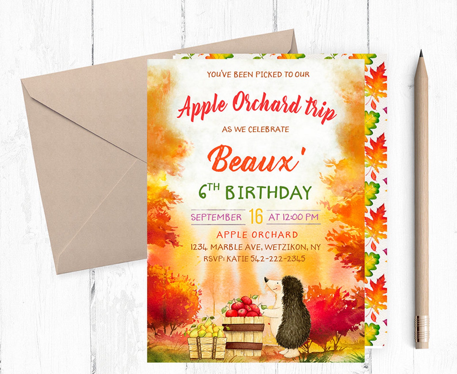Apple Picking Invitation Apple Birthday Invitations Apple | Etsy