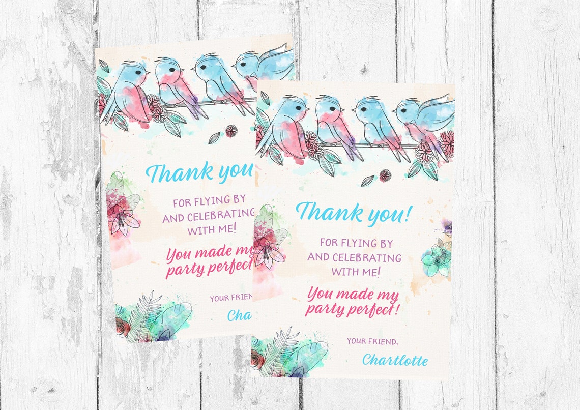 Editable Birds Thank You Favor Tags, Printable (PDF & JPEG) - Etsy