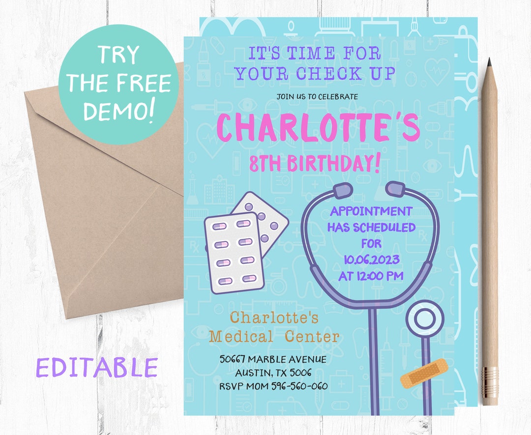 Doc Birthday Invitation, Doc Birthday Invitations, Doctor Invitations ...