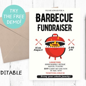 Editable Fundraiser Barbecue Invitation, Fundraiser BBQ Instant ...