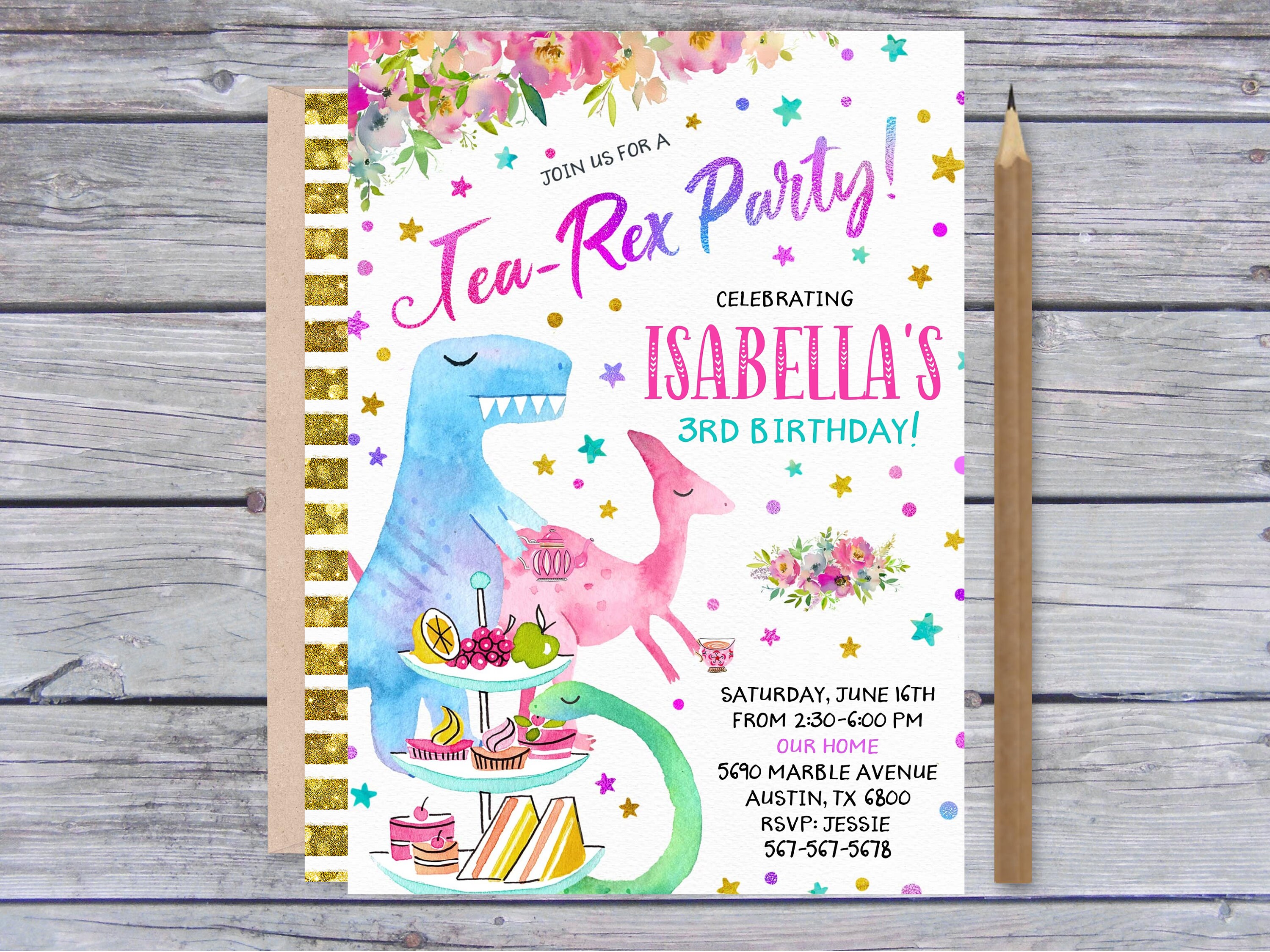 Editable Tea-rex Invitation Tea-rex Template Invitation - Etsy