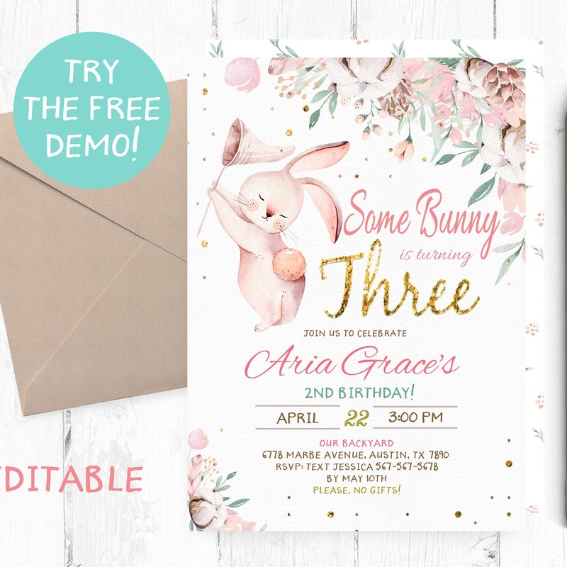 Bunny Invitations - Etsy