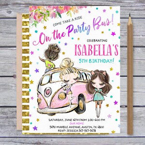 Editable Party Bus Invitation, Party Bus Birthday Party, Party on the ...