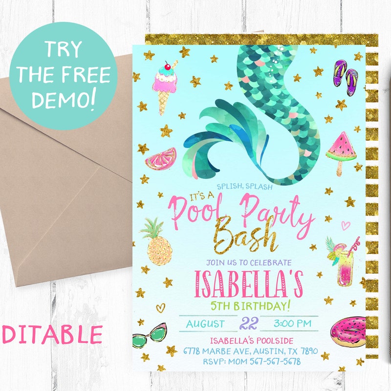 Mermaid Pool Party - Etsy