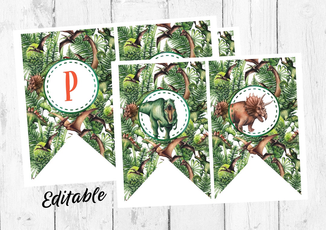 Dinosaur Editable Bunting, Editable Flag Dinosaur, Dinosaur Editable ...