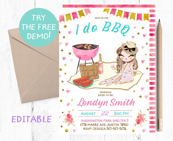 Editable I Do BBQ Template I Do BBQ Instant Invitation I Do - Etsy