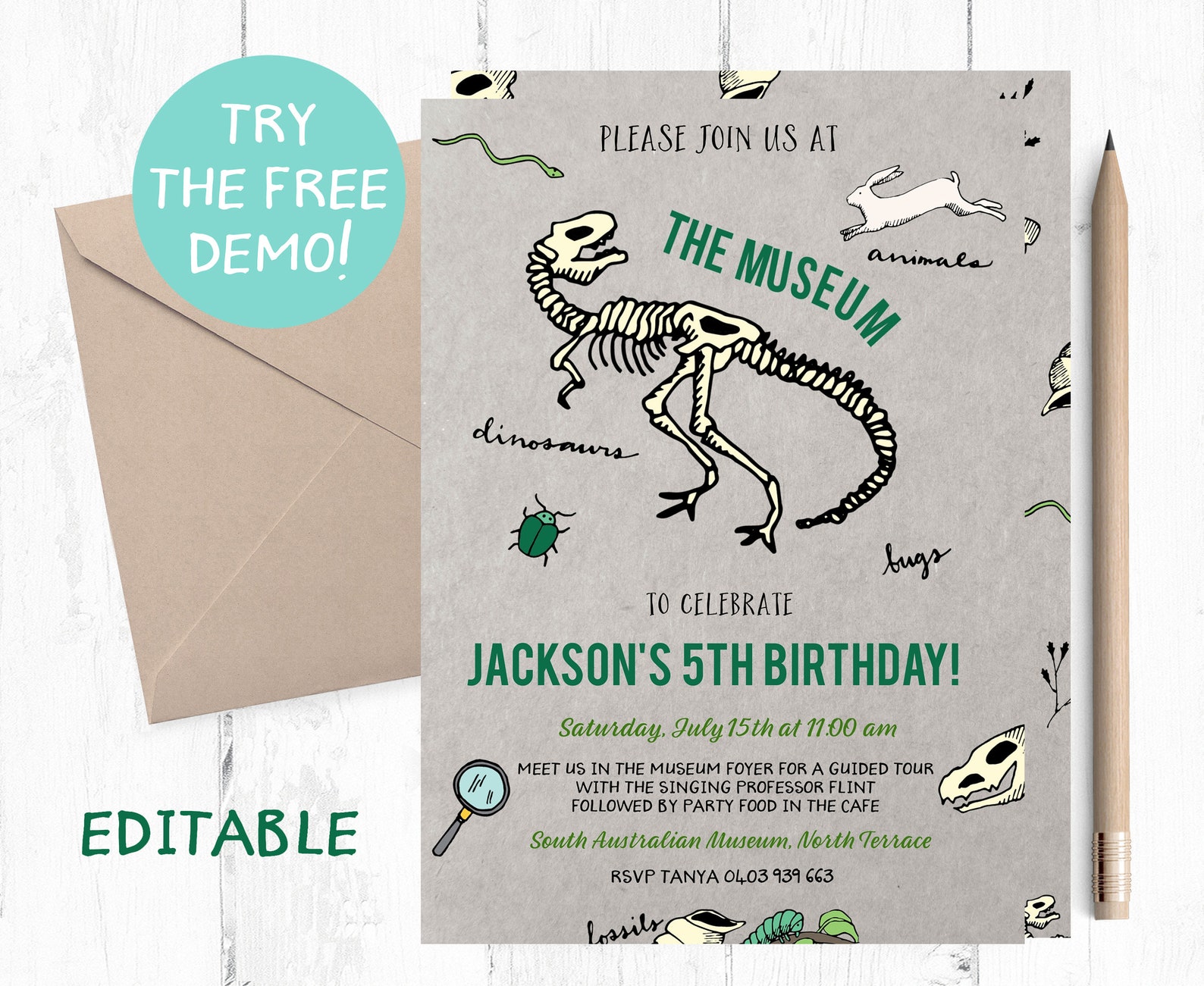 Museum Birthday Invitations Dinosaur Birthday Invitations - Etsy