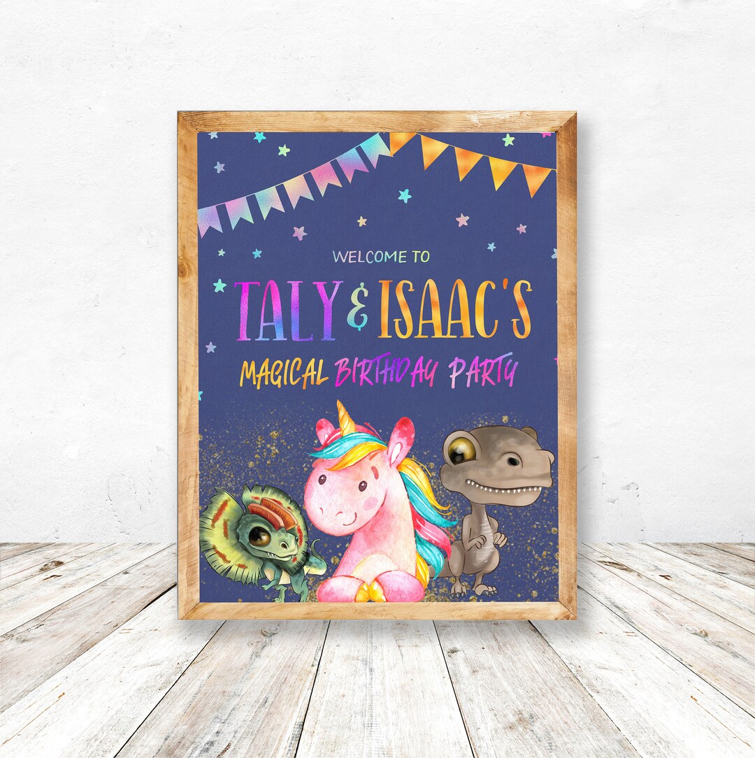 Unicorns and Dinosaurs Birthday Decorations, Unicorn Dinosaurs Party ...