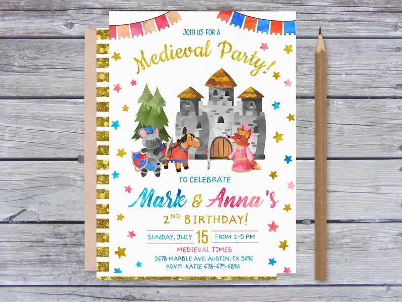 Toddlers Medieval Party Invitation Toddlers Medieval Birthday | Etsy