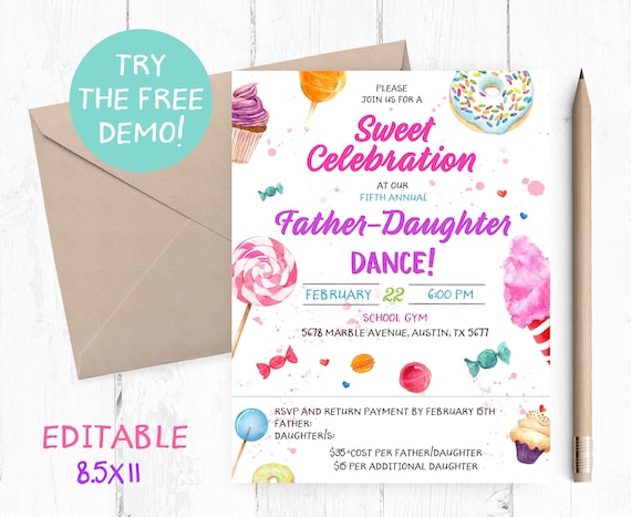 Plantilla De Invitación Para Bailar Padre E Hija