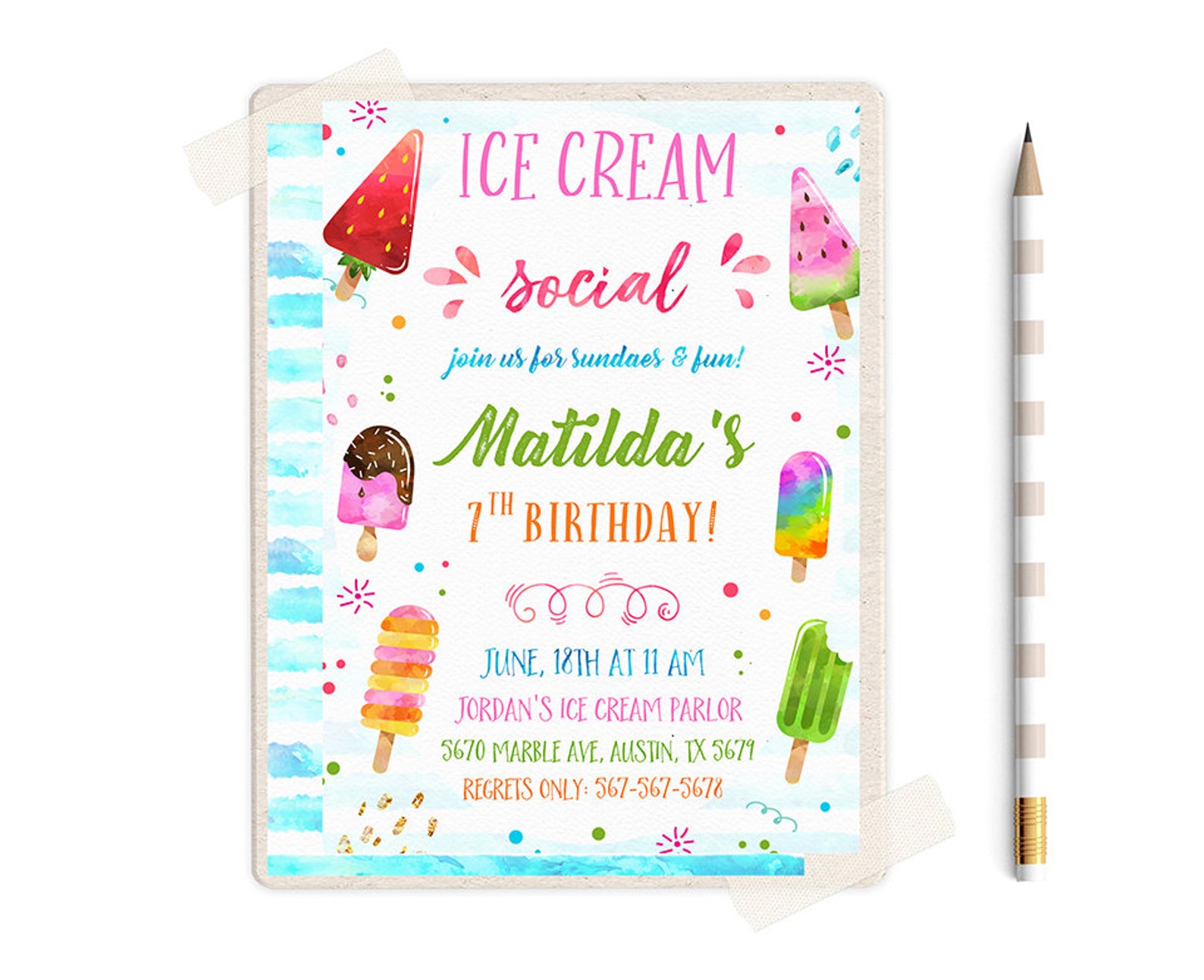 Ice Cream Invitation Ice Cream Party Ice Cream Party | Etsy