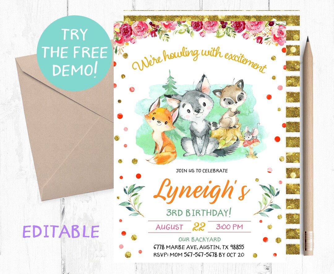 Woodland Birthday Party Invitation, Woodland Invitations, Woodland ...