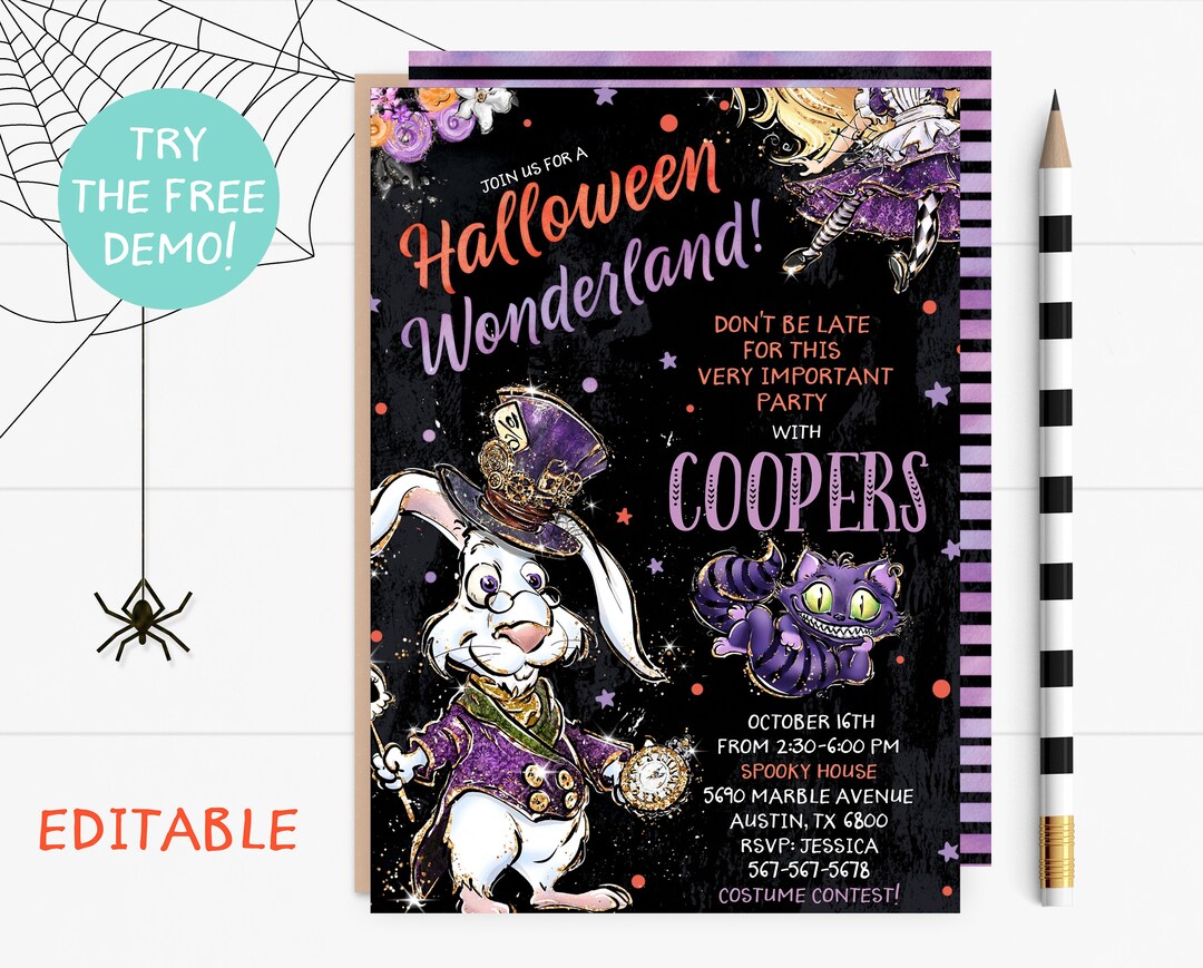 EDITABLE Halloween Wonderland Invitation Wonderland Halloween - Etsy