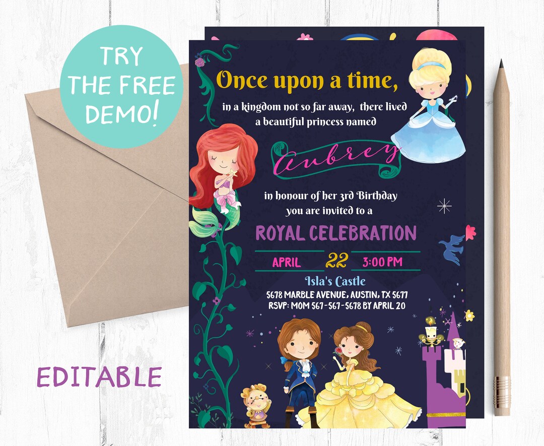Princess and Prince Birthday Invitation, Prince and Princess Birthday ...
