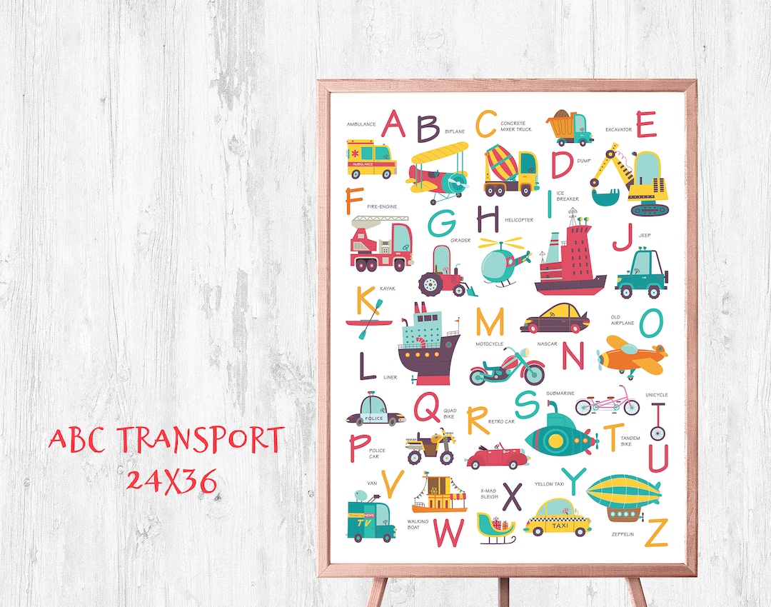 Transport ABC Alphabet Poster Printable, ABC Alphabet Classroom Decor ...