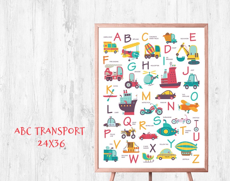Transport ABC Alphabet Poster Printable ABC Alphabet - Etsy
