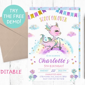 Scooter Invitations, Scooter Dragon Invitation, Scooter Park ...