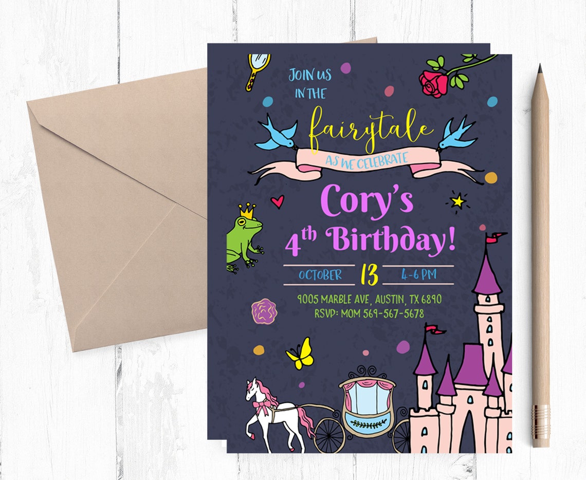 Princess Invitation Fairy Tale Invitations Princess Birthday | Etsy