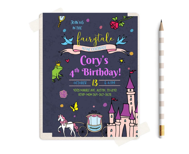 Princess Invitation Fairy Tale Invitations Princess Birthday | Etsy