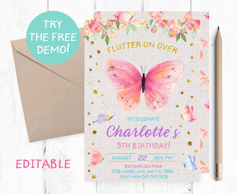 Butterfly Invitations Butterfly Invitation Butterfly | Etsy