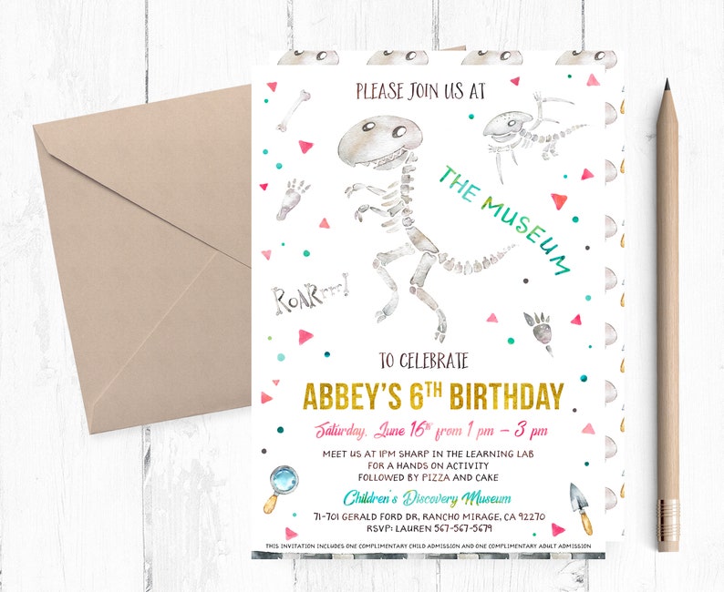 Museum Birthday Invitation Girl Museum Birthday Party | Etsy
