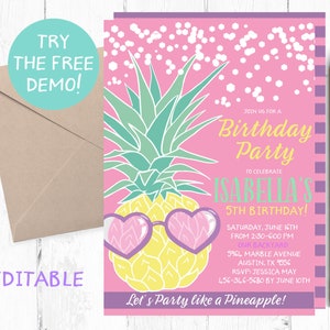Editable Pineapple Invitation, Pineapple Party Invitation Template, Let ...