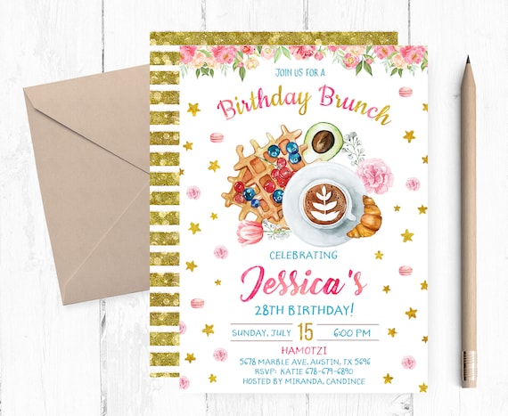 Birthday Brunch Invitations Birthday Brunch Invitation | Etsy