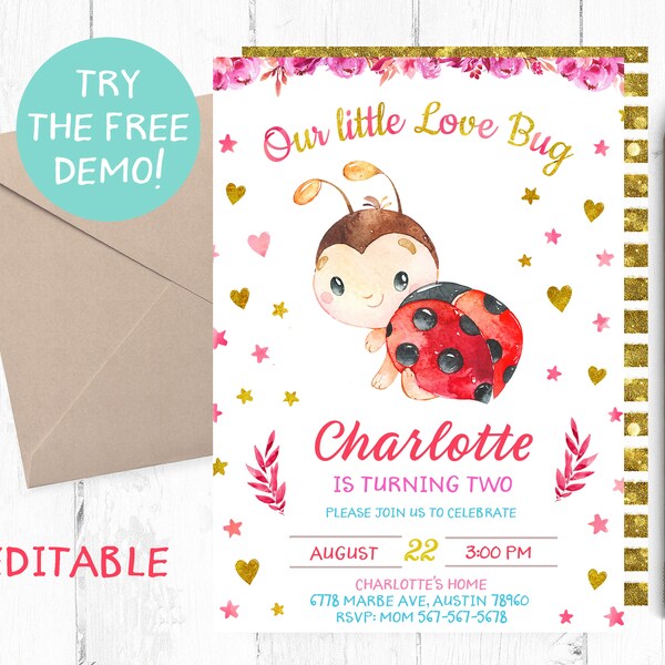 Little Love Bug Invitations - Etsy