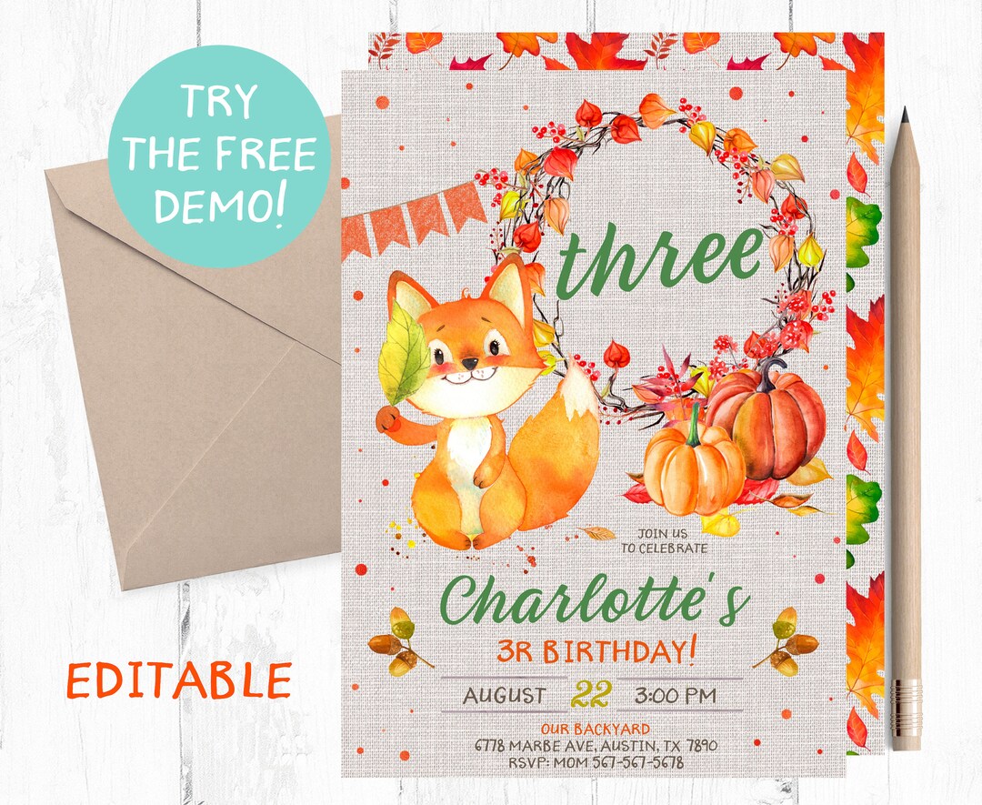 Fall First Birthday Invitation, Fall First Birthday Invitations, Fall ...