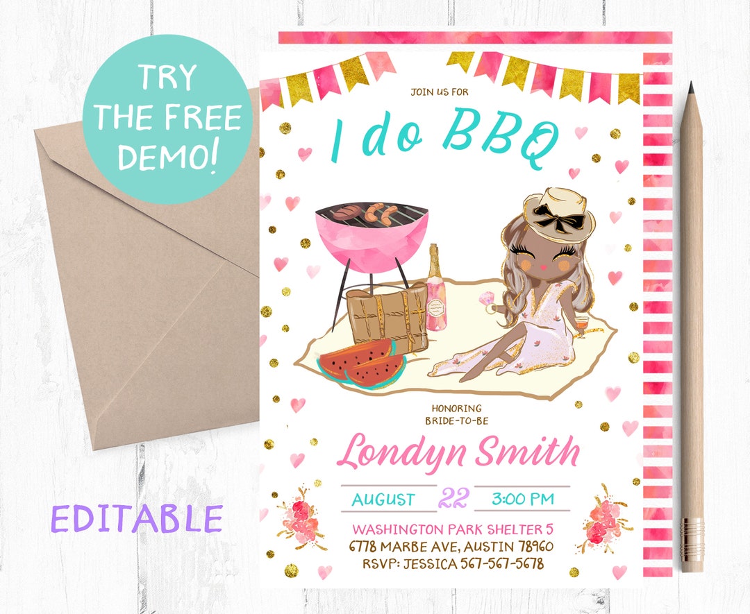 Editable I Do BBQ Invitation, I Do BBQ Party Template, I Do BBQ Instant ...