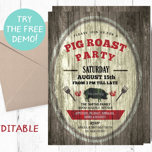 Pig Roast Invitation - Etsy