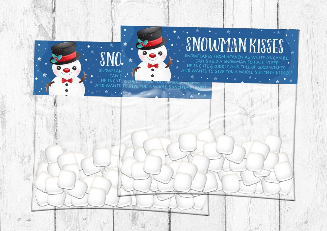 Snowman Kisses Bag Toppers Instant, Snowman Kisses Party Favors ...