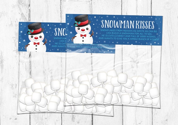 Snowman Kisses Bag Toppers Instant Snowman Kisses Party - Etsy