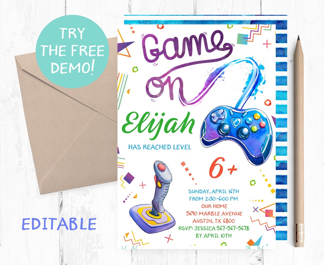Video Game Invitation, Gaming Invitations, Video Game Invites, Gaming ...