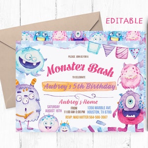 Editable Monsters Bash Invitation, Monsters Bash Editable Template ...