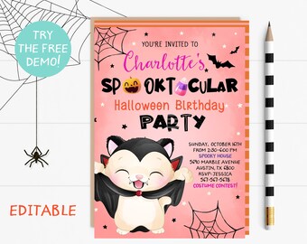 Vampire Birthday Invitation Girl - Etsy