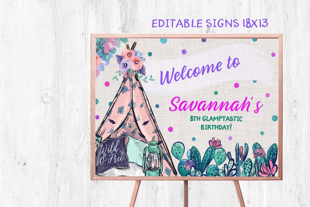 Editable Teepee Welcome Sign, Teepee Decoration Sign, Teepee Birthday ...