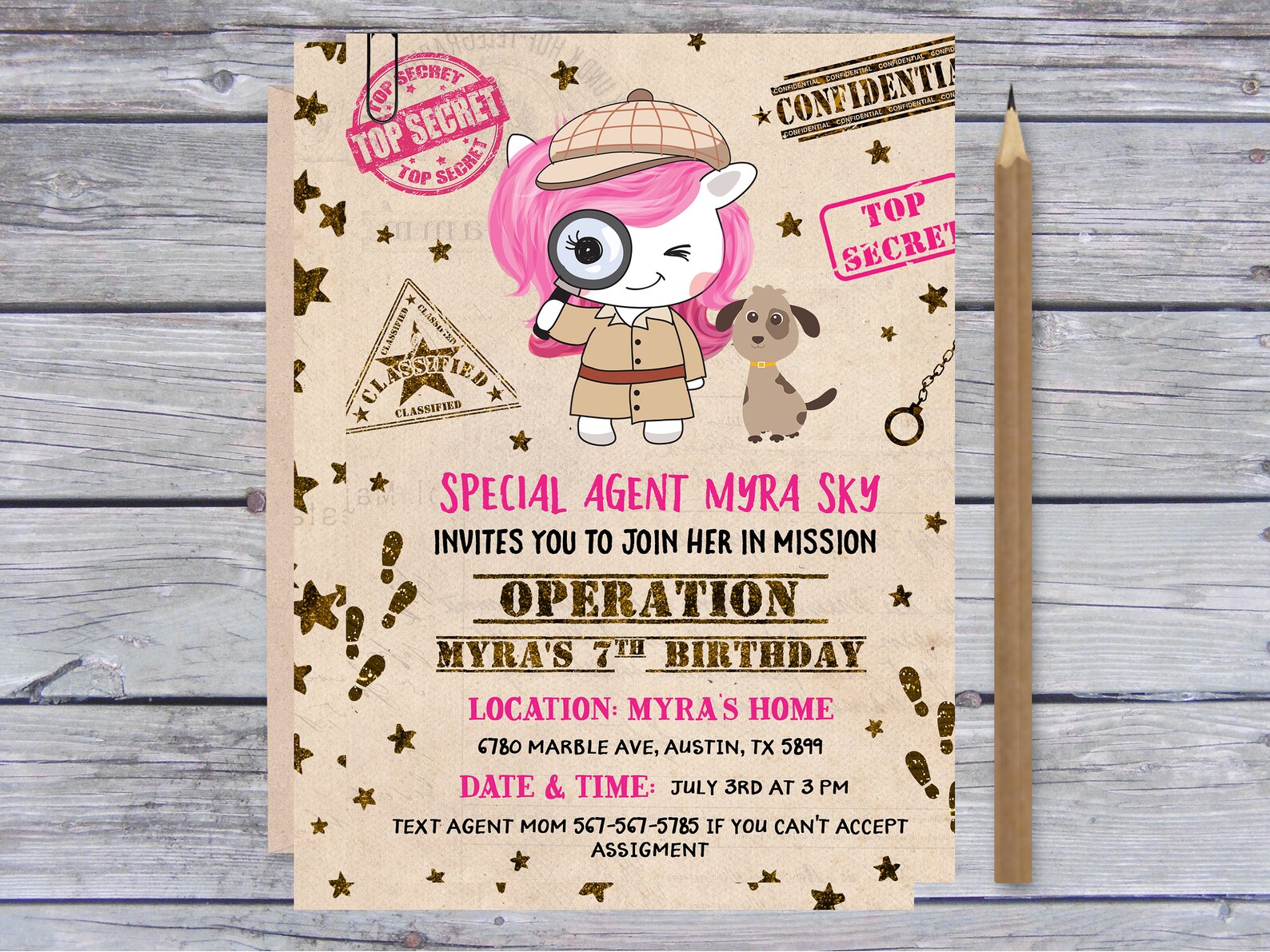 Unicorn Detective Invitation Unicorn Spy Invitations Unicorn | Etsy