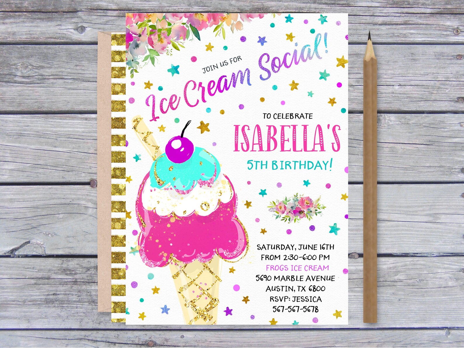 Editable Ice Cream Social Invitation Ice Cream Social | Etsy