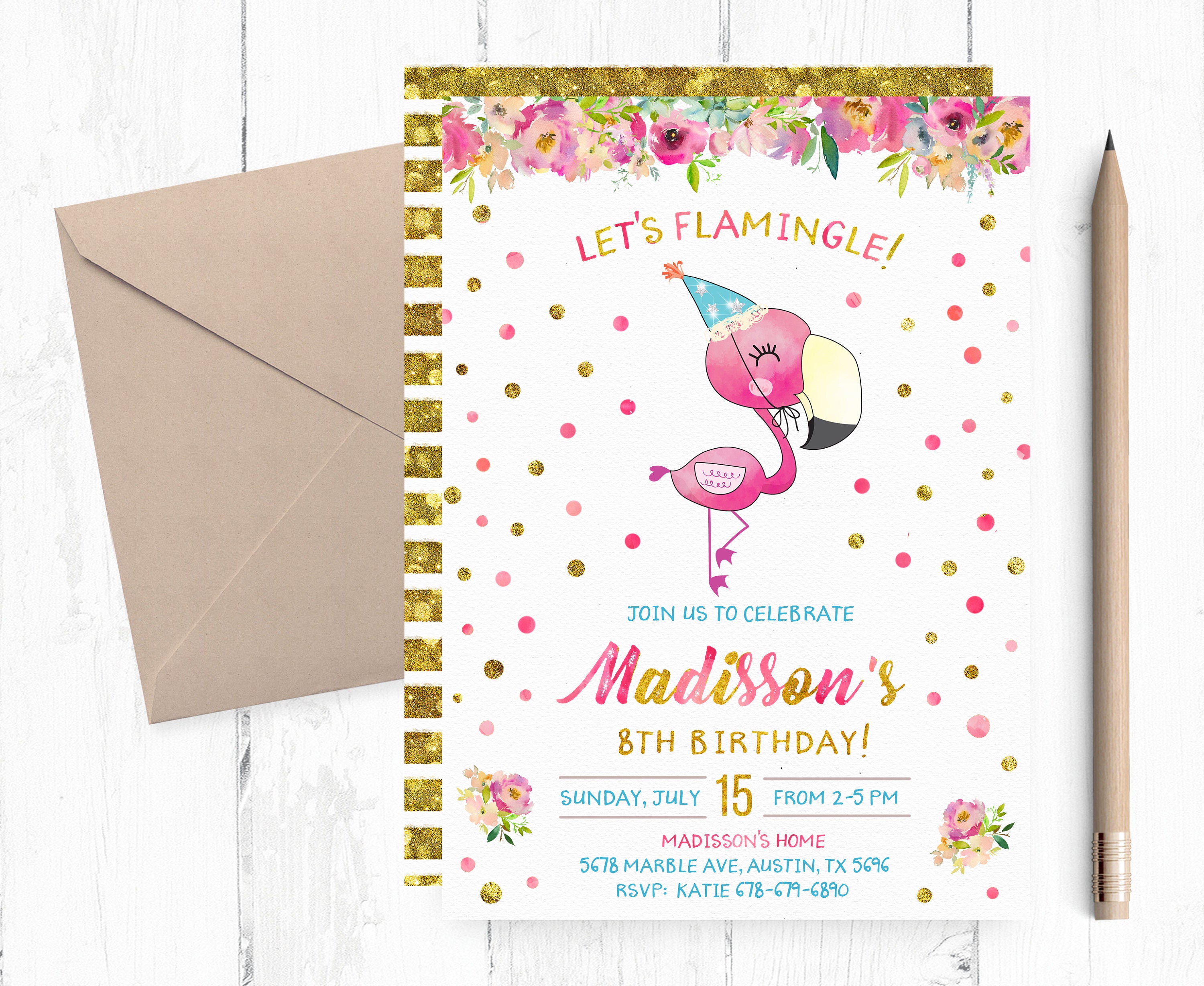 Flamingo Invitations Flamingo Invitation Flamingo Birthday | Etsy