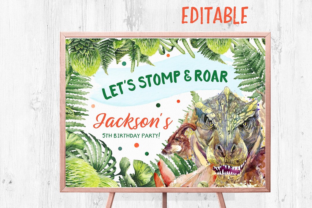 Editable Dinosaur Backdrop, Dinosaur Welcome Sign, Dinosaur ...