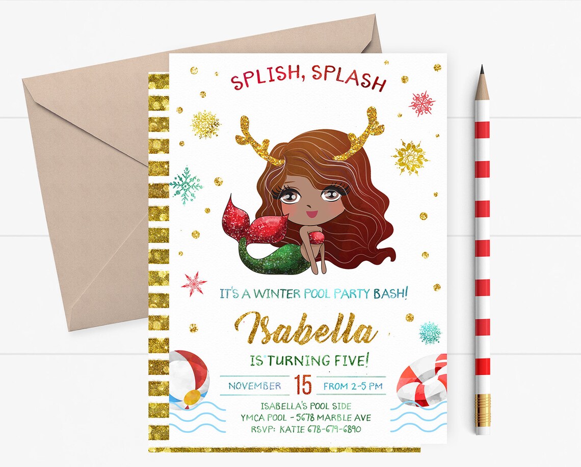 Christmas Pool Party Invitations Christmas Pool Party | Etsy