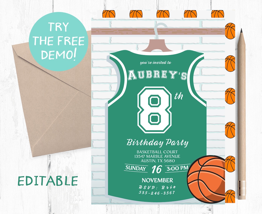 Editable Basketball Party Template, Basketball Invitation Instant ...