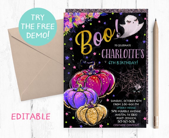 EDITABLE Halloween Ghost Invitation Halloween Boo Invitation - Etsy