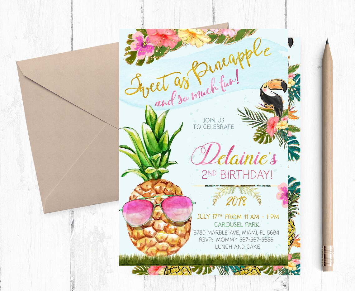 Sweet as Pineapple Invitation Pineapple Invitation Pineapple | Etsy