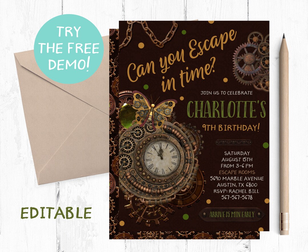 Editable Escape Room Birthday Party Invitation, Escape Room Invitation ...