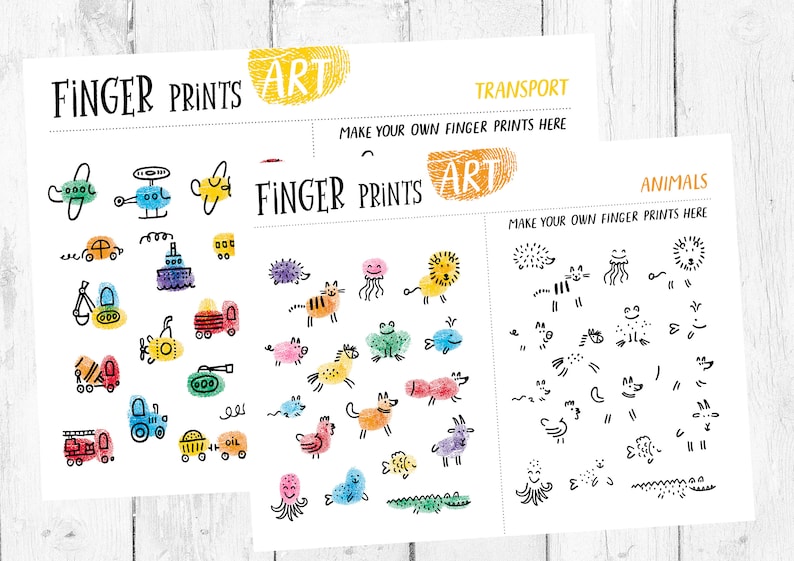 Kids Fingerprint Art Activity, Animals, Insects (printable) - Etsy